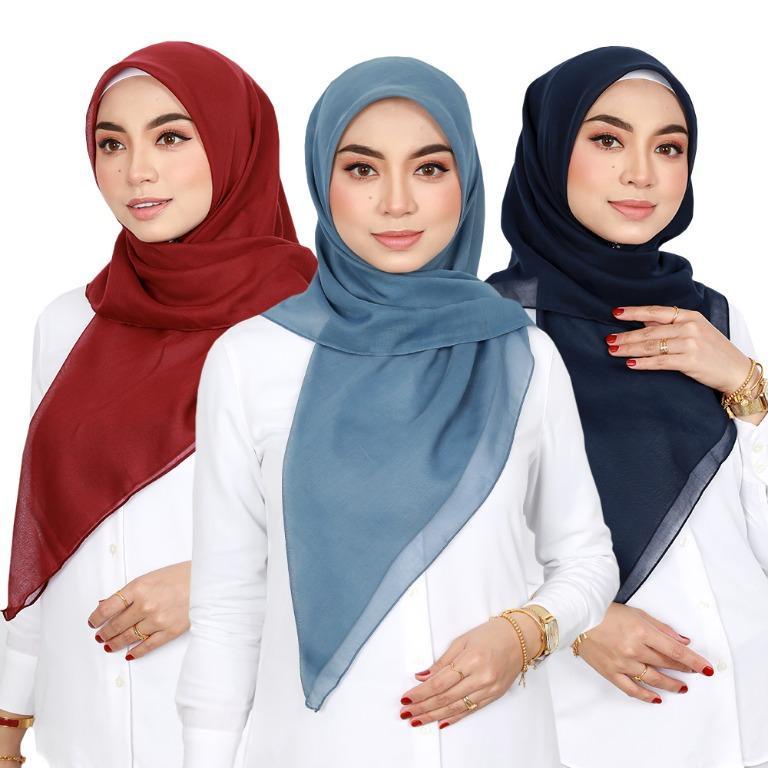 HOT SALE 40 Color Tudung Bawal Cotton Bidang 45 / Bawal Cotton / Tudung ...