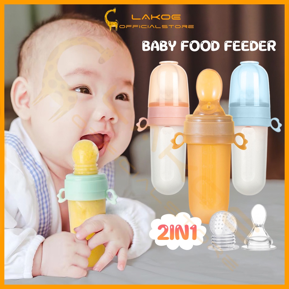 LAKOE 2 in 1 Baby Fruit Feeder With Spoon Sudu Baby Food Squeeze Feeder ...