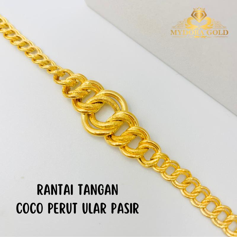 MYDORA Rantai Tangan Coco Perut Ular Pasir | EMAS 916/22k | Shopee Malaysia
