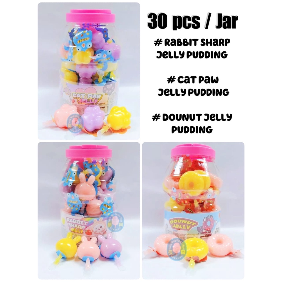 BOTTLE 】 30pcs Jelly Pudding (Rabbit/Cat Paw/Dounut/Duck/Microphone ...