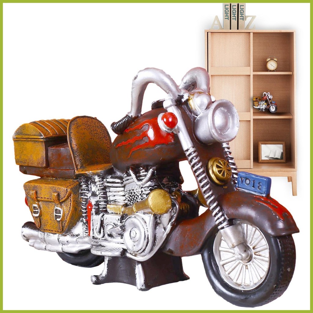 Miniature Motorbike Figurine Retro Motorcycle Statue Resin Motor ...