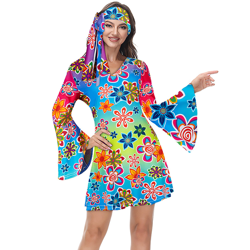 70s Costume Disco Dresses for Women Halloween Costume Sexy Hippie ...