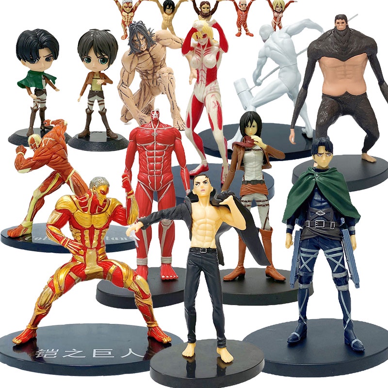 Attack on Titan Figures Levi Ackerman Eren Yeager Mikasa Ackerman Pvc ...