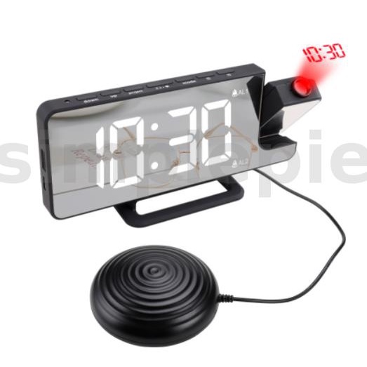 Vibro Mirror Projection Clock Automatic USB Charge LED Display ...