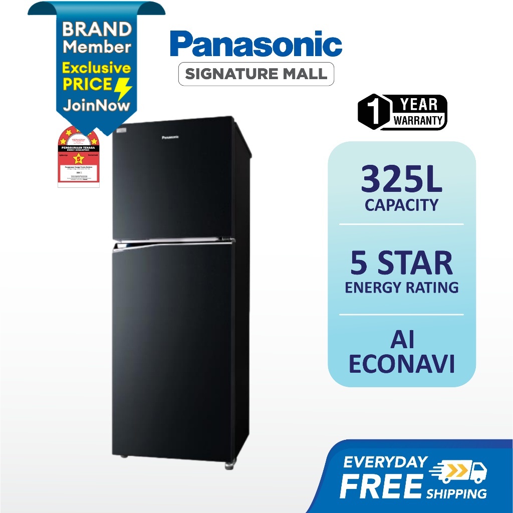 Panasonic Inverter Energy Saving 2-Door Top Freezer Refrigerator (325L ...
