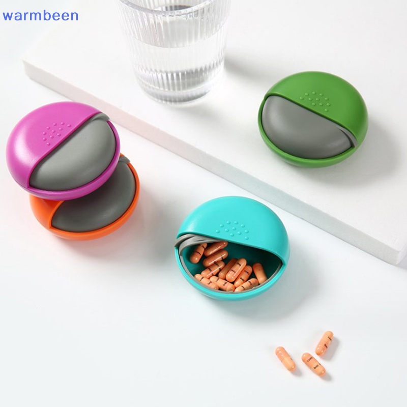 (warmbeen) Round Pill Box Mini Spin Pill Organizer Pill Box Pill ...