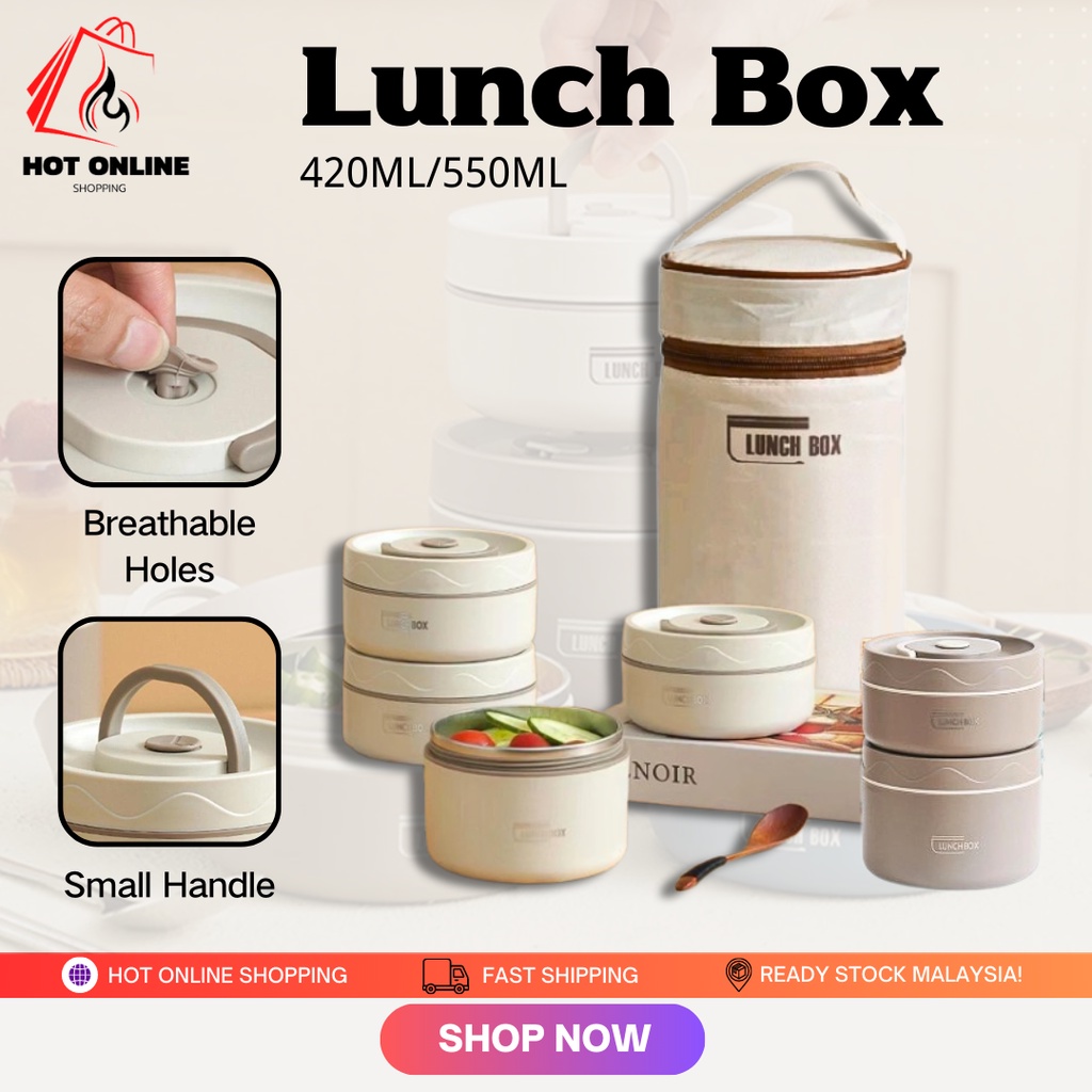 【HOT OS】304 Stainless Steel Round Lunch Box Insulated Microwaveable ...