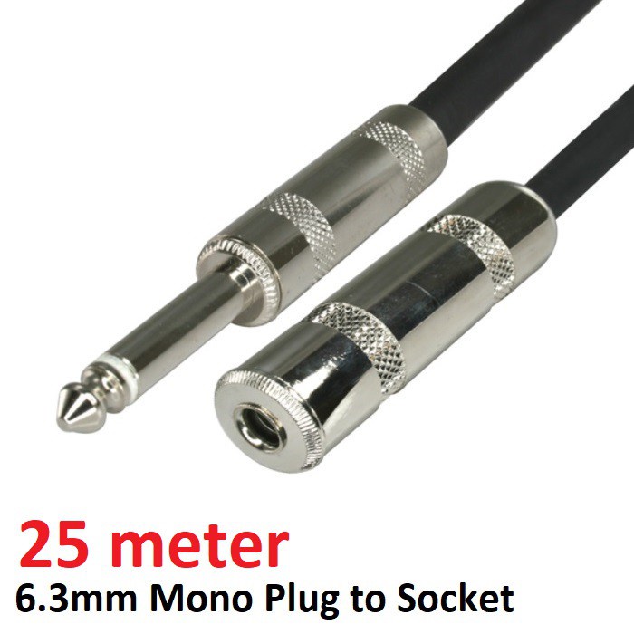 25 meter 6.3mm Mono Plug to 6.3mm Mono Socket - EC-2334/25M | Shopee ...