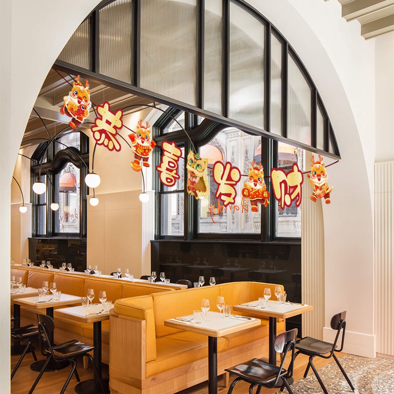 1set Chinese New Year 2024 Pulling Flag Cartoon Dragon Banner Blessing ...