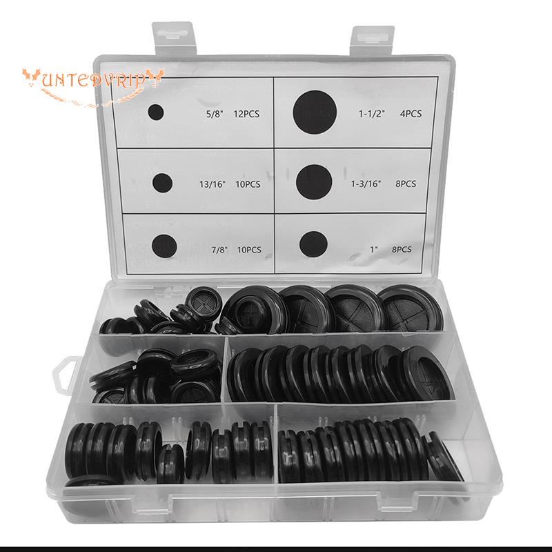 52Pcs 6 Sizes Rubber Grommets Double Sided Circular Rubber Stopper ...