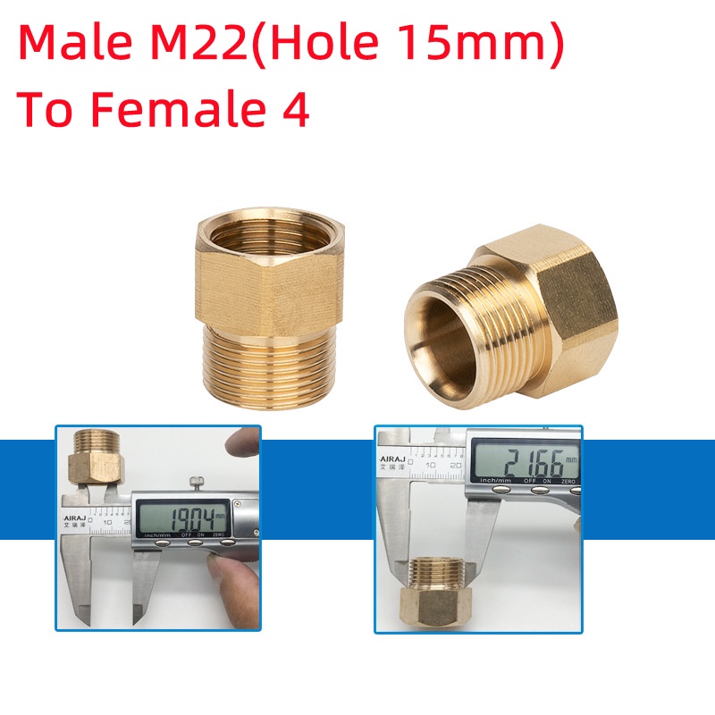 Brass 3/8" 1/4" M14 M18 M22 Thread Connector Male Female Adapter for ...