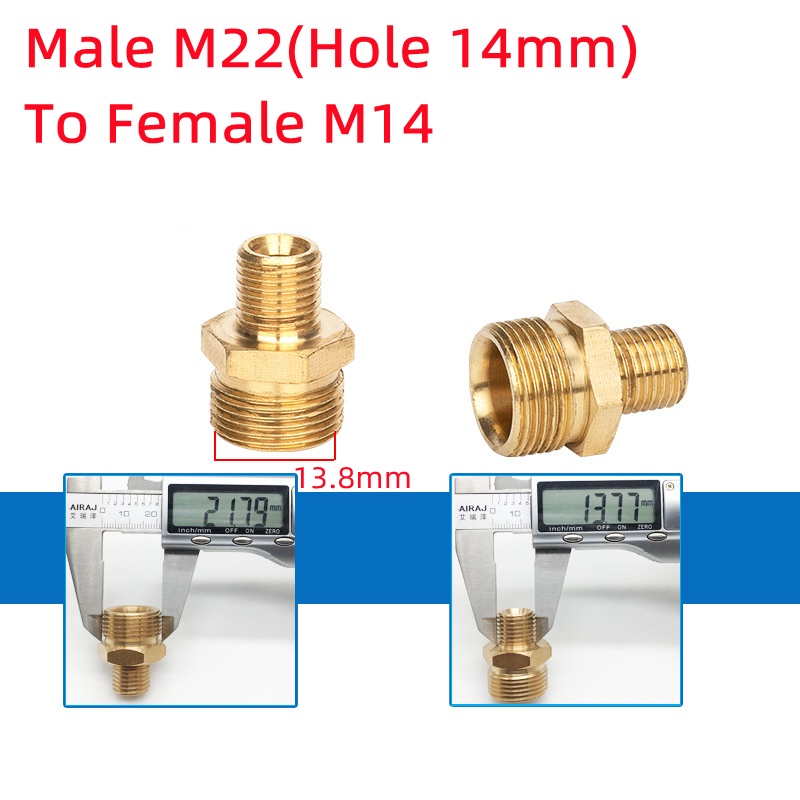 Brass 3/8" 1/4" M14 M18 M22 Thread Connector Male Female Adapter for High Pressure Washer Gun ...