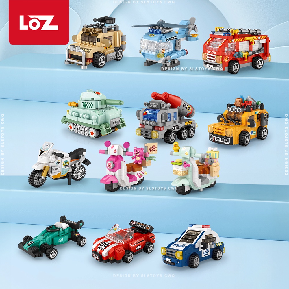 LOZ IDEAS Mini Block Cute Vehicle Car Motorcycle Truck Tank Helicopter ...