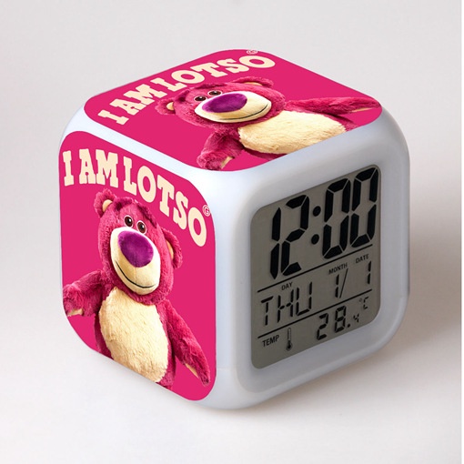 MINISO Disney Lotso Strawberry Bear Color Changing Colorful Alarm Clock ...