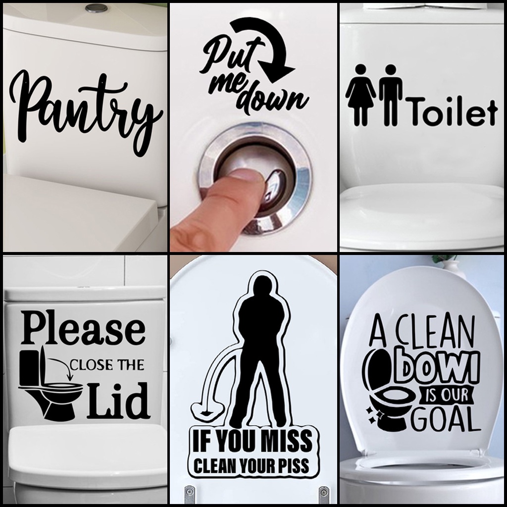DIY stickyCreative Removable PVC Frosted Toilet Stickers Warning Word ...