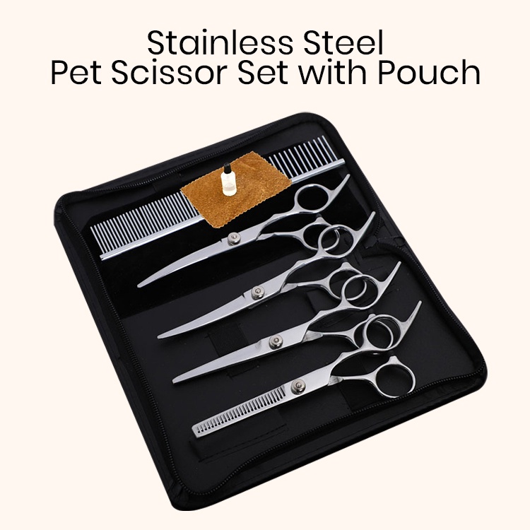 Ready Stock~ Stainless Steel Pet Grooming Scissor Set Steel Comb Curve ...
