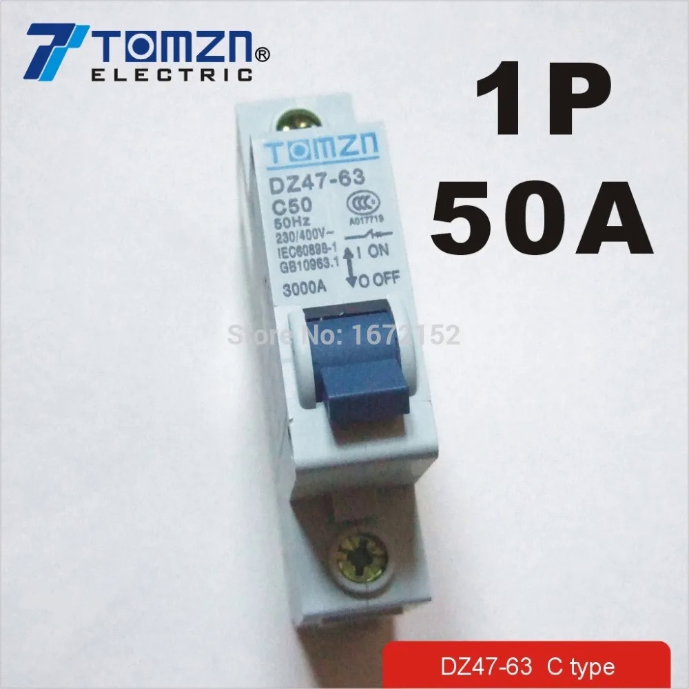 1P 50A 230V/400V~ 50HZ/60HZ Mini Circuit breaker MCB C45 C TYPE ...