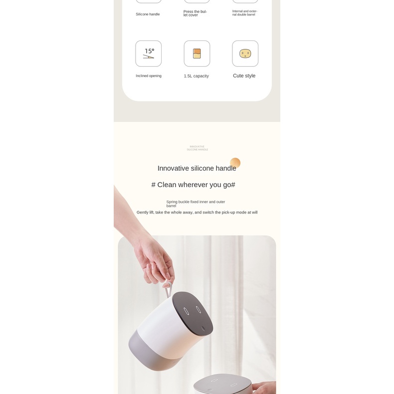 SR99. ECOCO Desktop Trash Can Small Household Living Room Bedroom ...