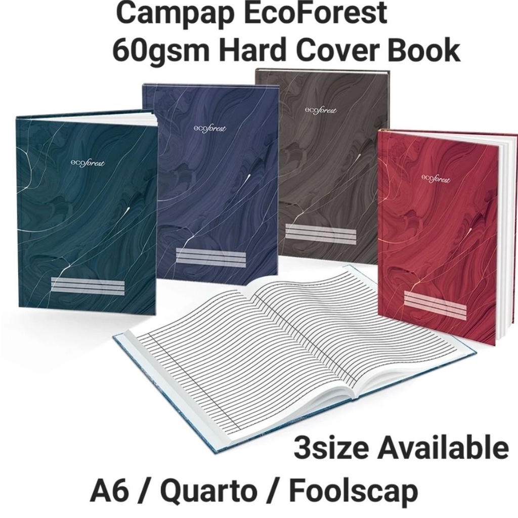 Campap Ecoforest Hard Cover F4 Foolscap F5 Quarto A6 Book Buku Log ...