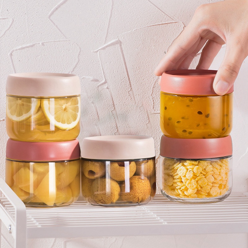 BCF 2Pcs 280ml Small Storage Glass Jars With Lids For Oatmeal, Salad ...