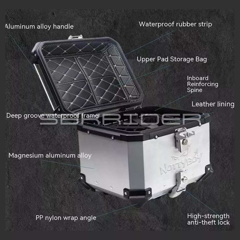 NottyBoy Heavy Duty Aluminum Top Box 28L 36L Premium Design Solid Steel ...
