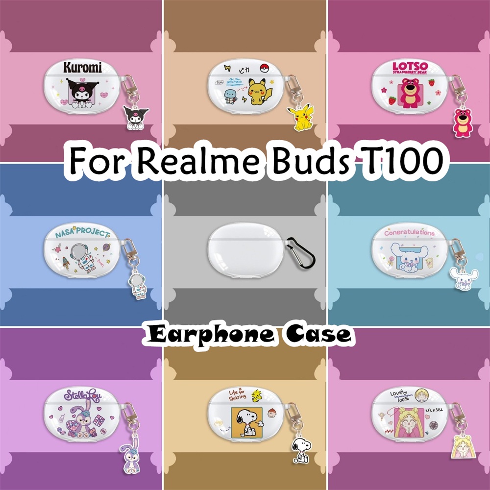 READY STOCK!For Realme Buds T100 Case Transparent Snoopy Pattern Soft ...
