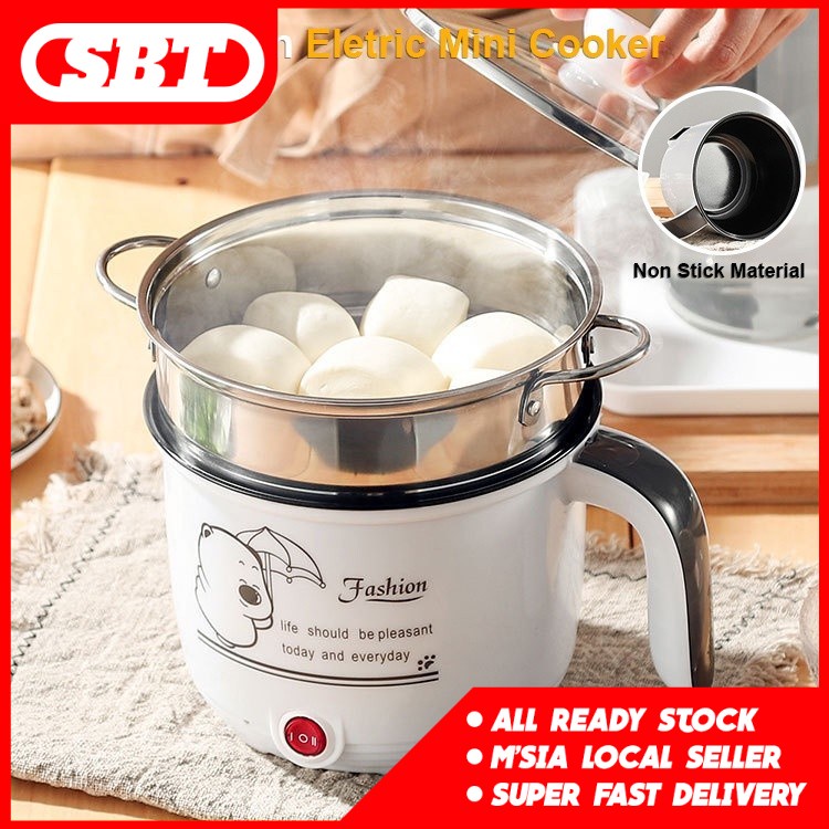 1.8L Non Stick Electric Pot /Mini Rice Cooker With Steamer Frying Pan ...
