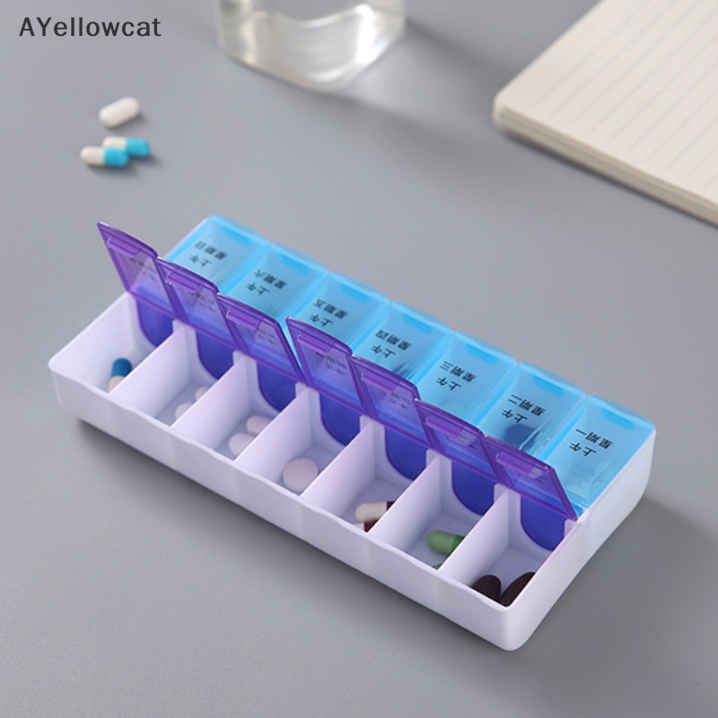 AY Pill Box Case 7 Day Weekly Medicine Storage Box Double Row 14grid ...