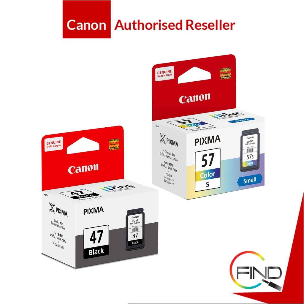 CANON PG-47 BLACK (15ml) + CL-57S COLOR (8ml) CARTRIDGE for E410/E470 ...