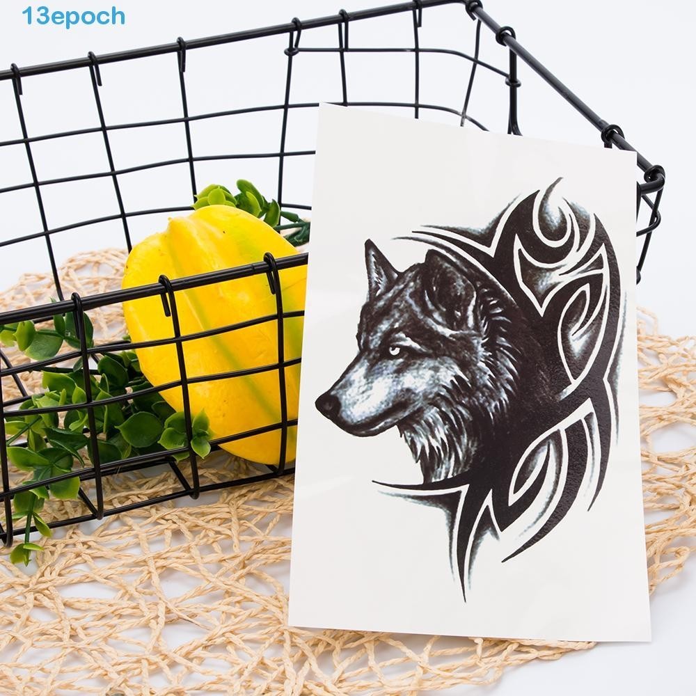 EPOCH 2pcs Wolf Tattoo Sticker Waterproof Fake Tattoos Temporary ...