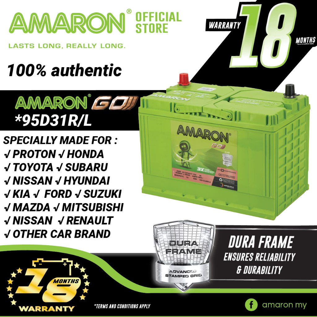 Amaron GO NX120-7L/R 95D31L/R (bateri tahan lama untuk TOYOTA HILUX, FORD RANGER etc) | Shopee ...