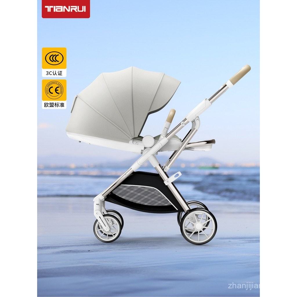 Tianrui High Landscape Baby Stroller Can Sit Reclining Two-Way Push ...
