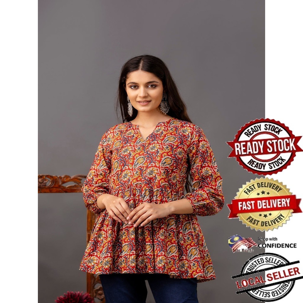 100% ORIGINAL READY STOCK Short Kurti Kurta Indian Women Kurtis Top ...
