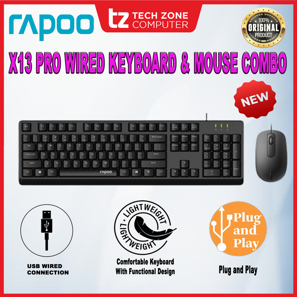 RAPOO X130PRO BLACK WIRED COMBO KEYBOARD AND MOUSE | Shopee Malaysia