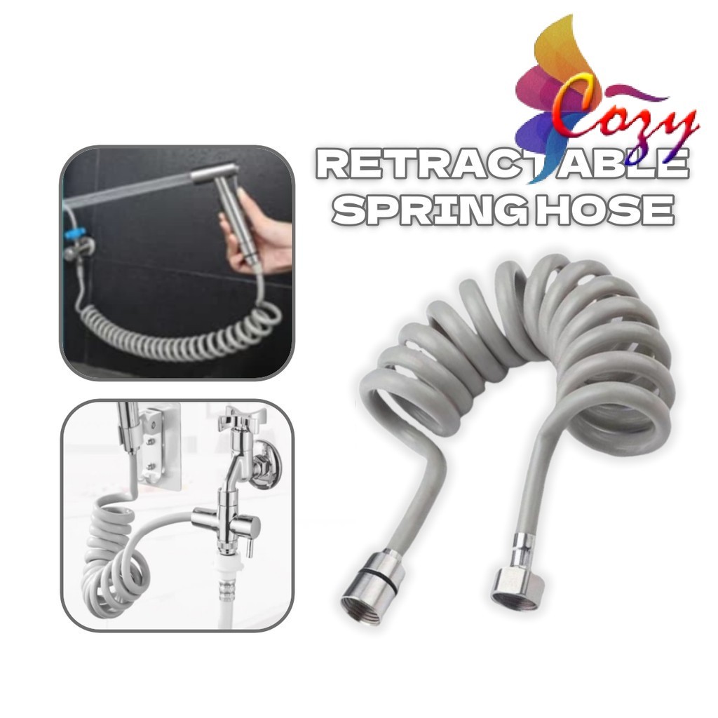 (1.5 METER) Retractable Spring Flexible Hose Shower Nozzle Connector ...