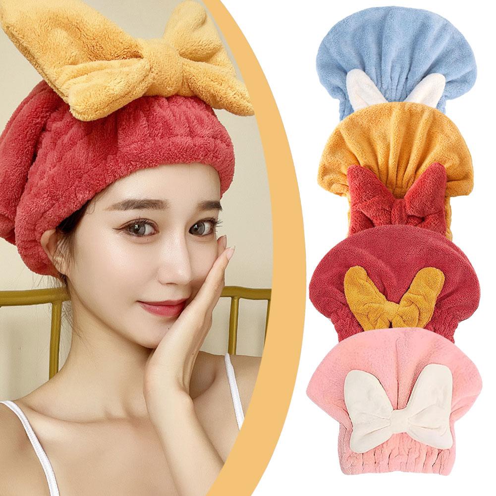 Drying Hair Caps Cute Bow Tie Women's Water Absorbent Quick Drying ...