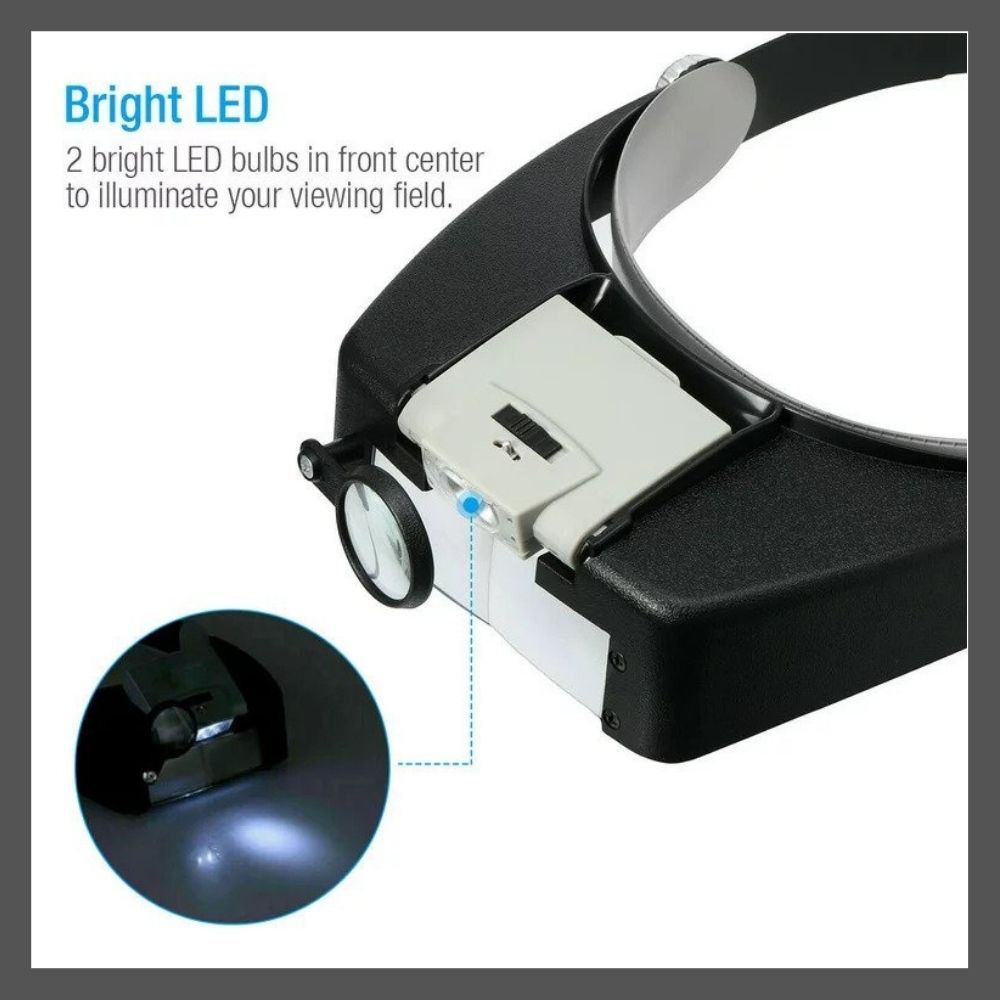 🇲🇾READY STOCK Headband Head Magnifier LED Light 1.5X 3X 8.5X 10x Helmet ...