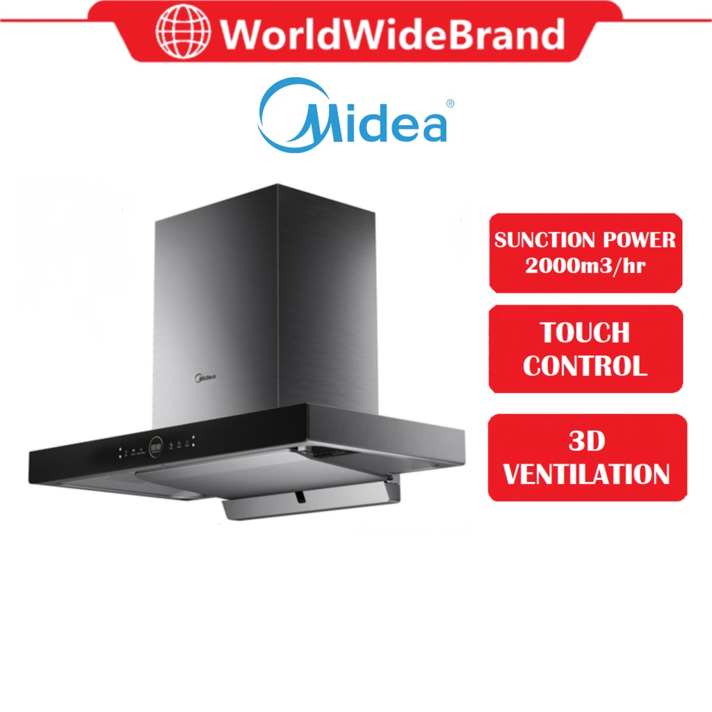 Midea MCH-90M80AT Gesture Control Cooker Hood Auto Clean Steam Wash ...