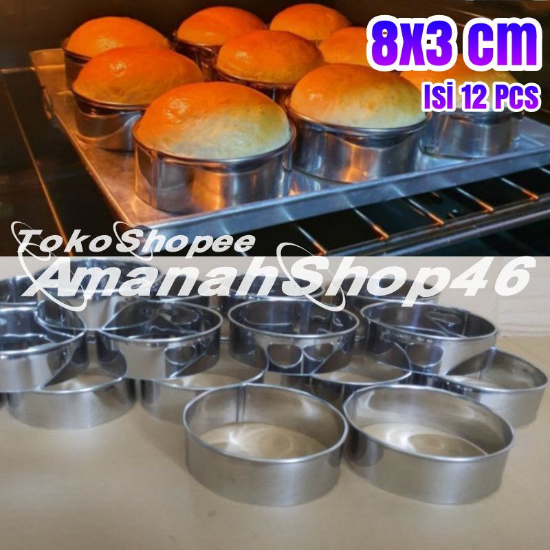 12pcs Round Bread Rings/Burger Rings/ Ring Cutter stainless Cake Mold ...