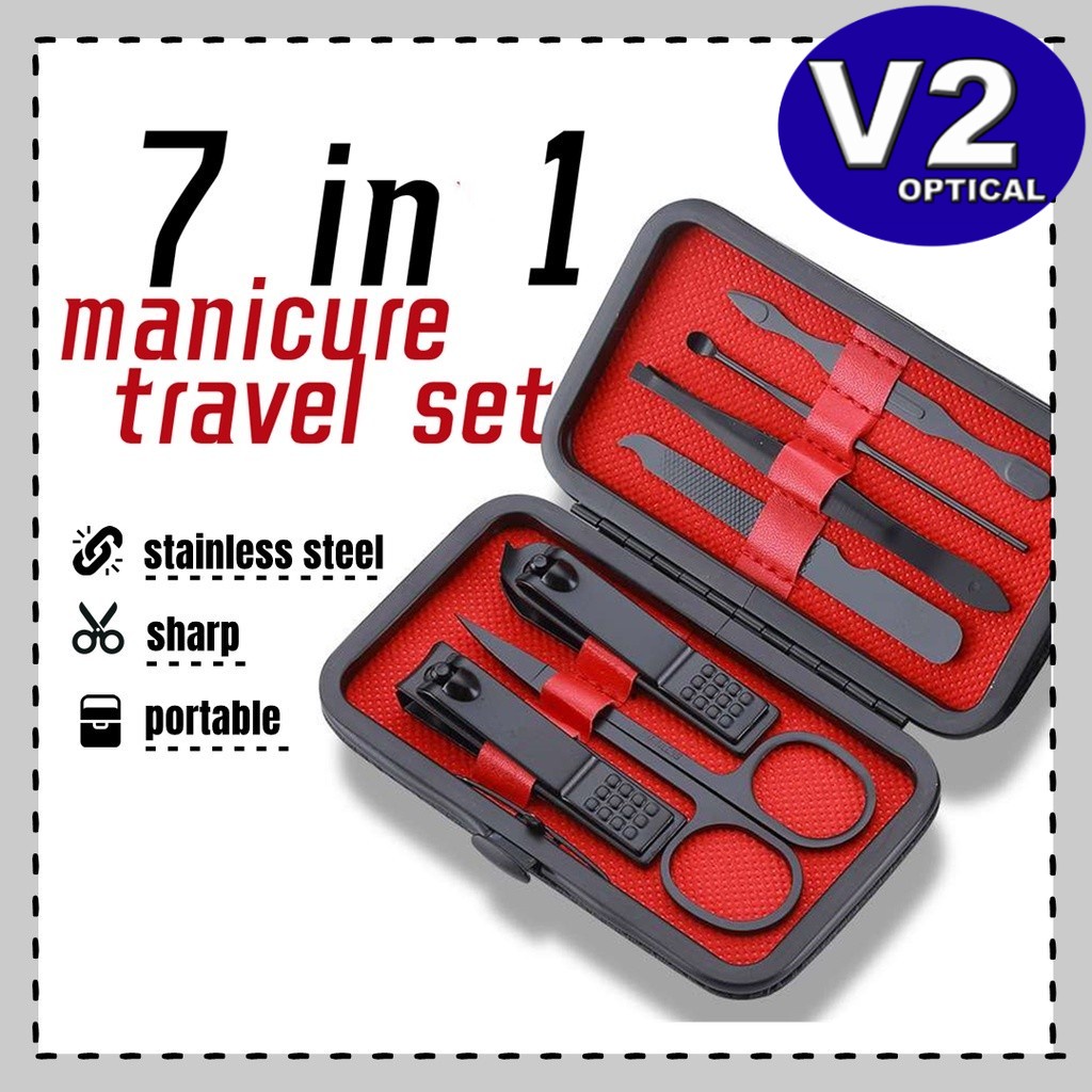 Stainless Steel 7 In 1 Manicure Pedicure Tool With Case Travel Set ...