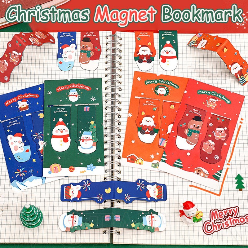 Cartoon Cute Christmas Magnet Bookmarks / Kawaii Santa Claus Snowman ...