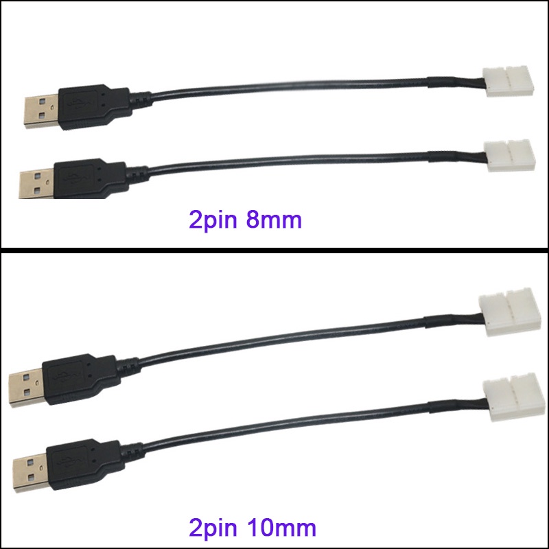 3pcs 2pin 8mm /2pin 10mm Single Color Led Connector 15cm cable led ...