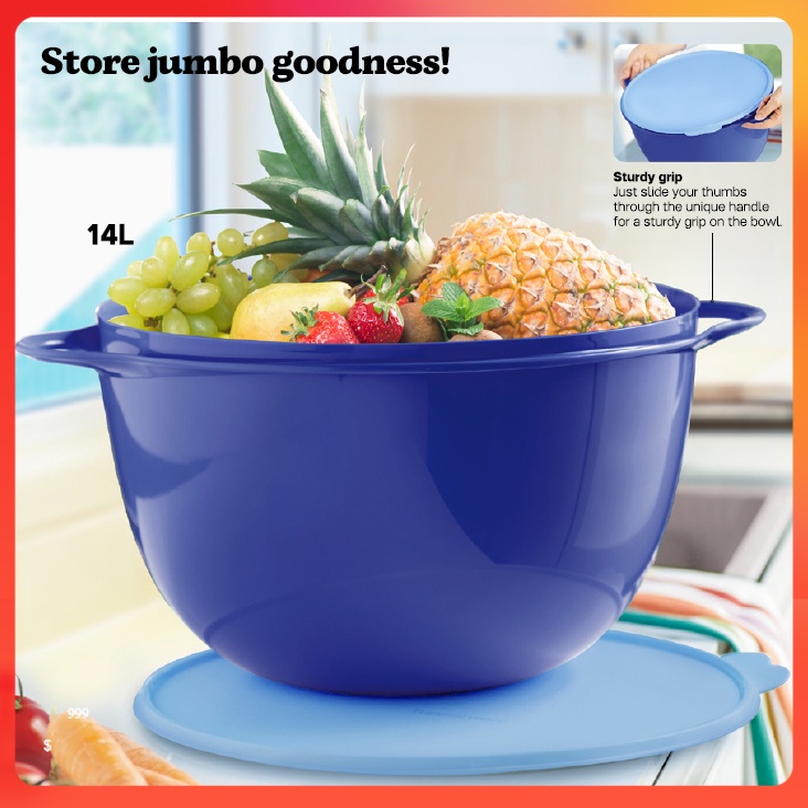 Tupperware 14L Jumbo That A Bowl Blue Bekas Mangkuk Besar Penutup Air ...