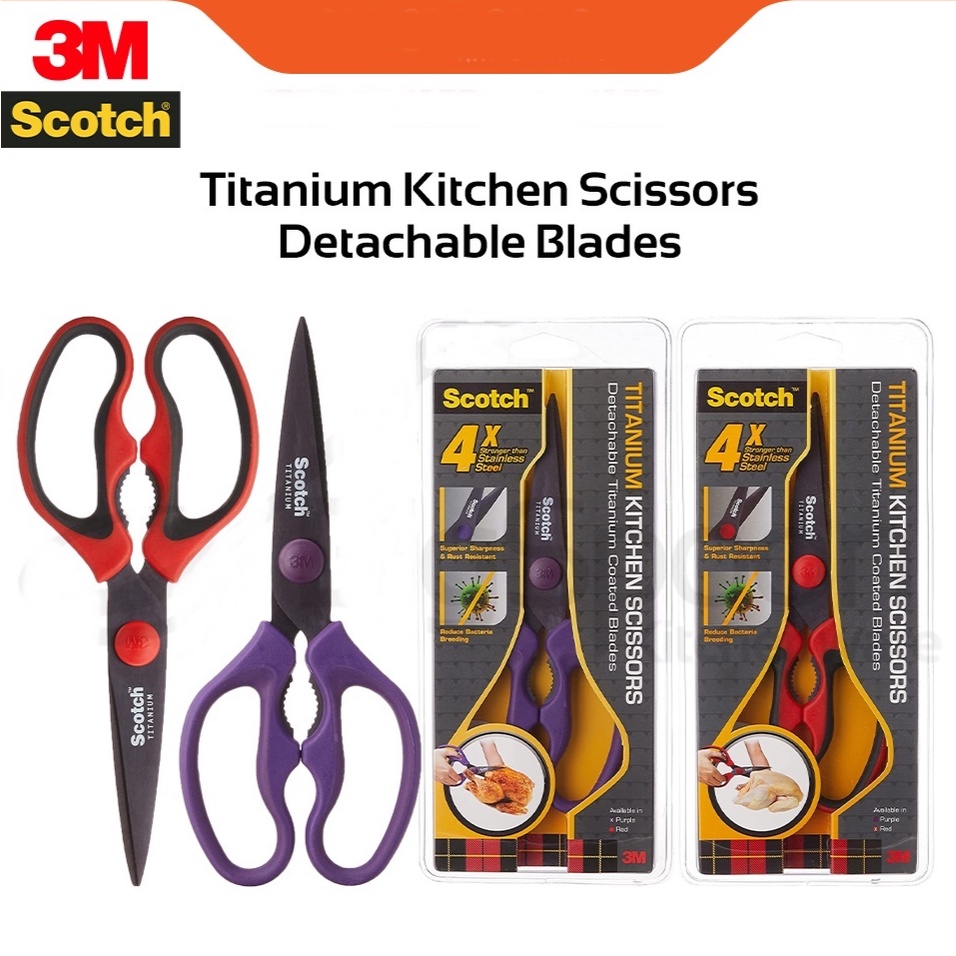 3M Scotch Titanium Kitchen Scissors Detachable (Purple / Red) (RANDOM ...