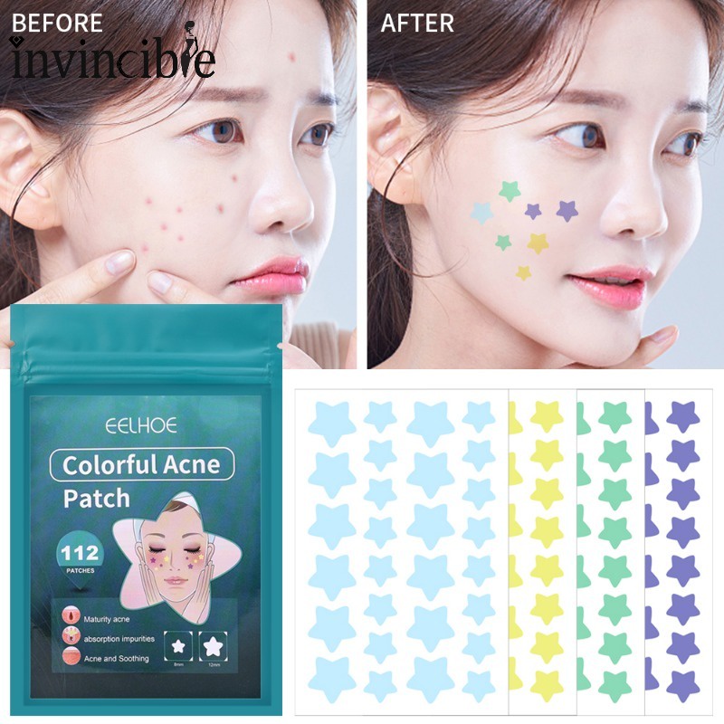 112 Pcs Star Shaped Hydrocolloid Acne Patches Invisible Acne Removal ...