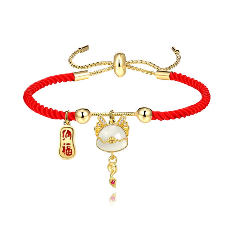 Lucky Dragon Bracelet Necklace Earrings Collection Luxury Red Rope ...