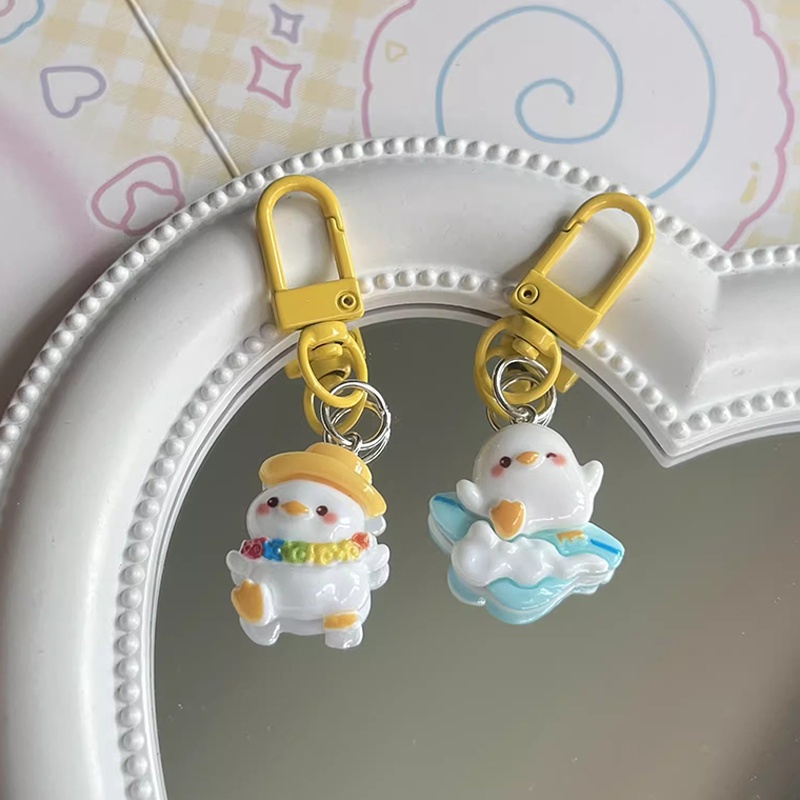 Cute Cartoon Duck Shape Key Chain Resin Car Pendants Portable ...