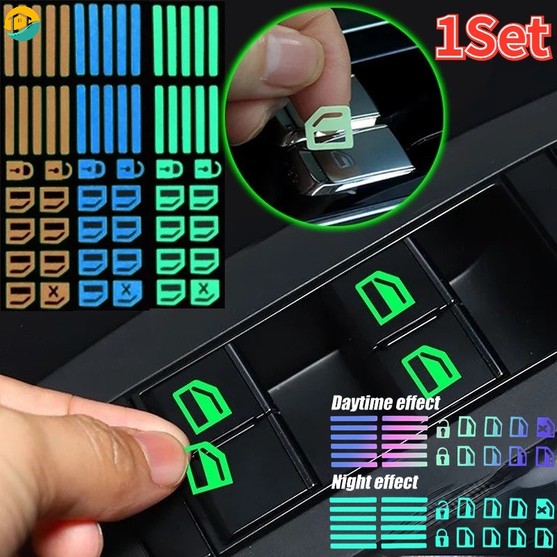 1Pc Multicolour Car Luminous Button Stickers Window Lifter Switch ...