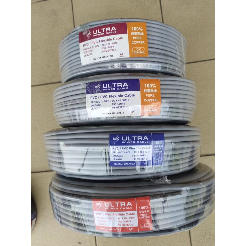 Made in Malaysia 100% Pure Full Copper 3 Core Flexible Cable23/0016 40/ ...