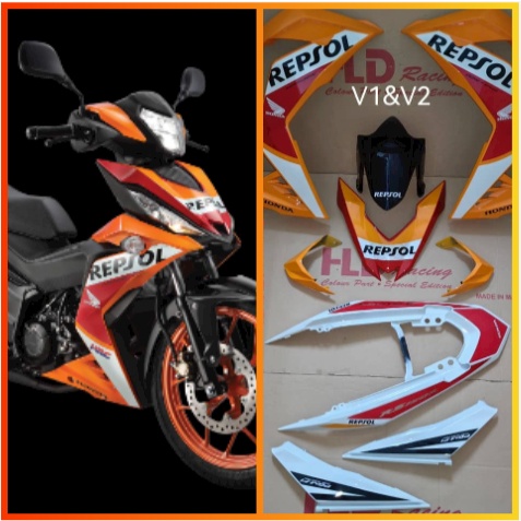 RS150R REPSOL HONDA V1 V2 BODY COVER SET COLOUR PARTS HLD - REPSOL 9TH WITH SIAP STICKER TANAM ...